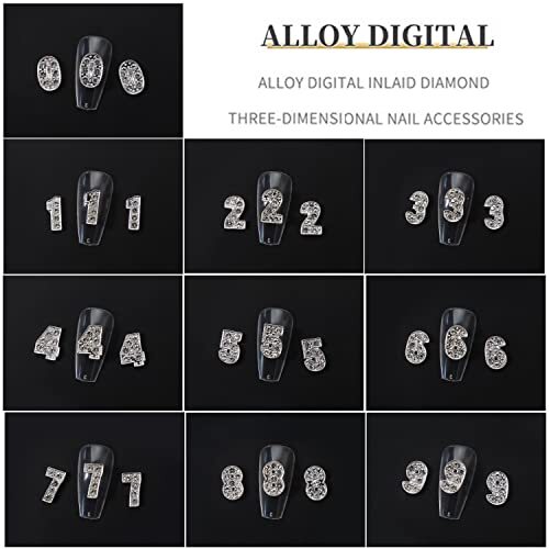 Alloy Numbers Nail Art Decorations, Digits 0-9 Nail Glitter Design ...