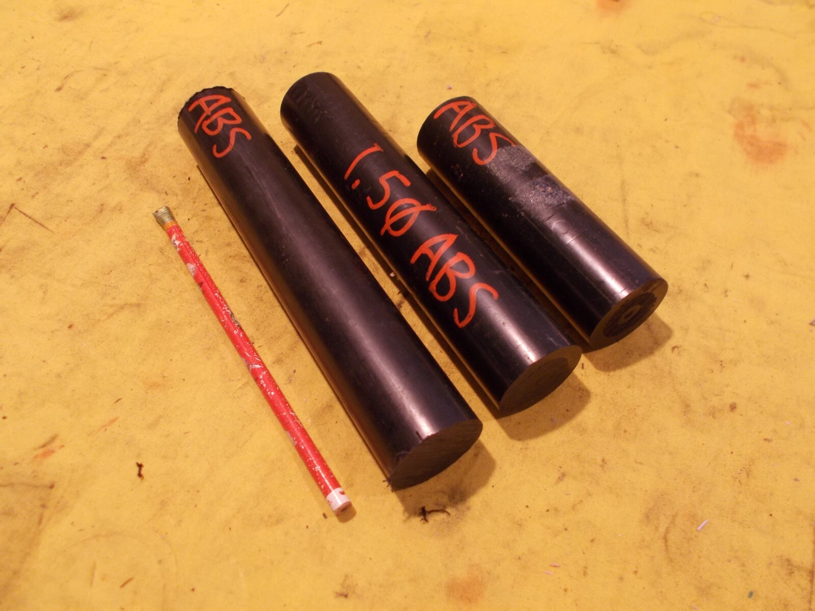 3 pc LOT of 1 1/2" OD BLACK PVC ROD machinable plastic round bar ...