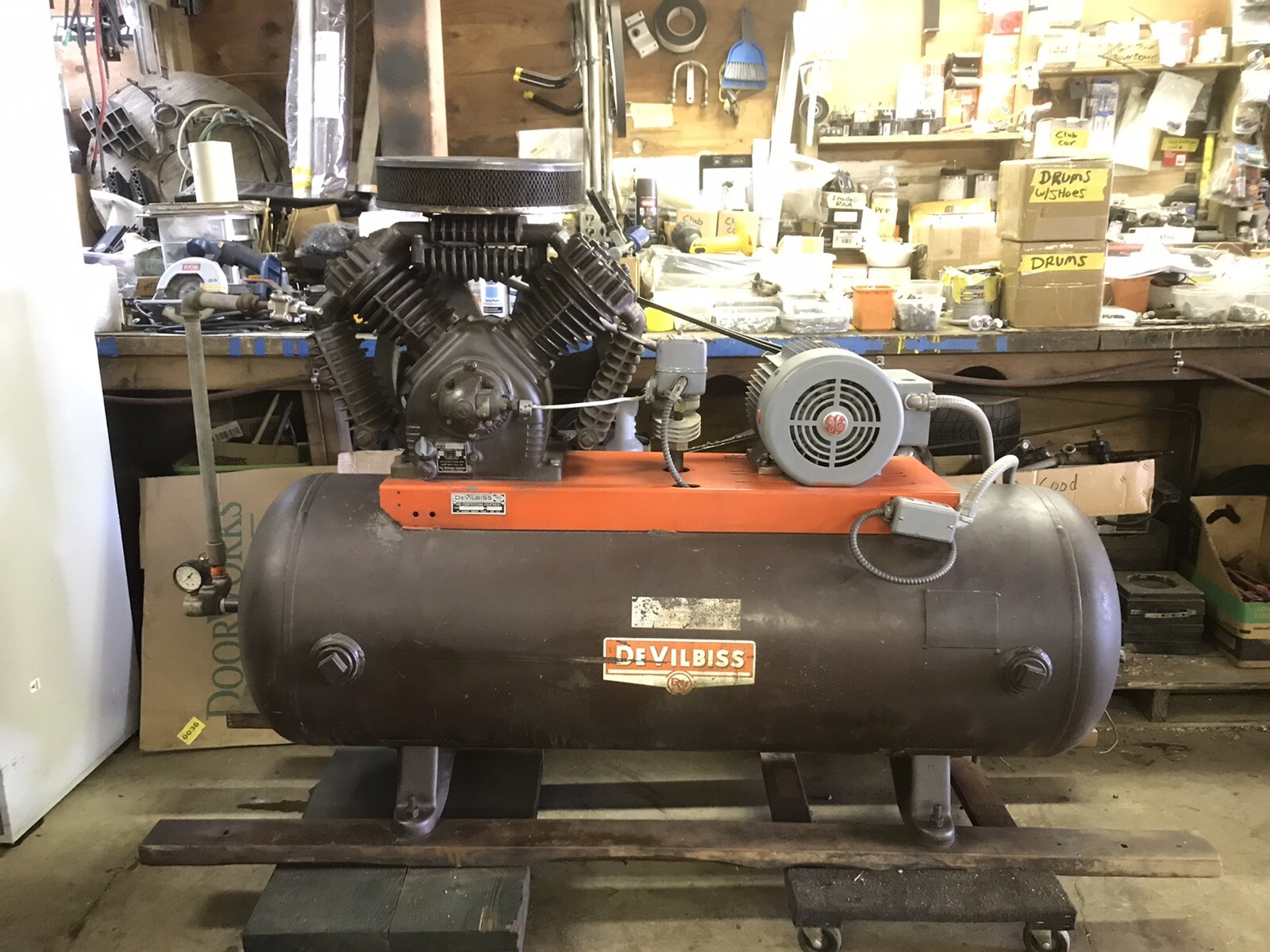 DeVilbiss Large Air Compressor Electric 3 HP Ge Motor Single Phase | eBay