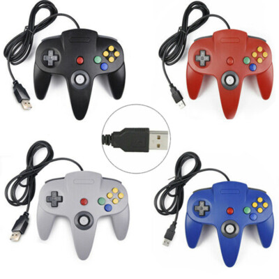 Wired USB N64 Controller Joystick Gamepad For PC Mac Linux Laptop ...