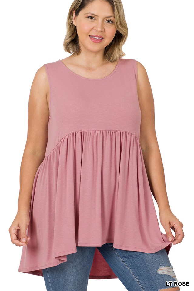 1X 2X 3X Women's Sleeveless Tiered Ruffle Soft Rayon Tunic / Baby Doll ...