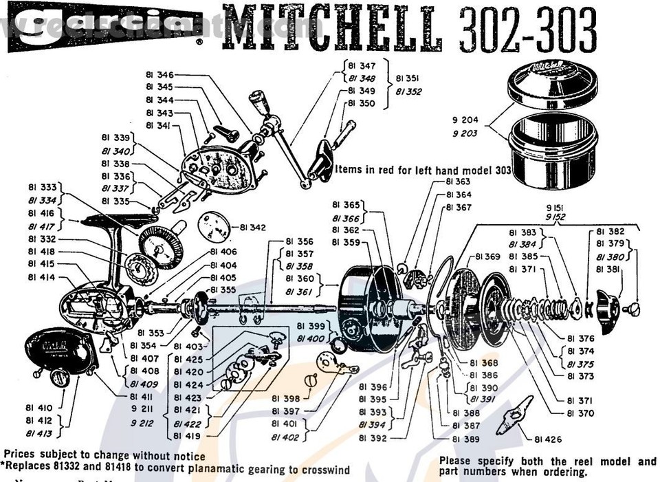 NOS Garcia Mitchell 302, 302N & 303 Series Reel Parts | eBay