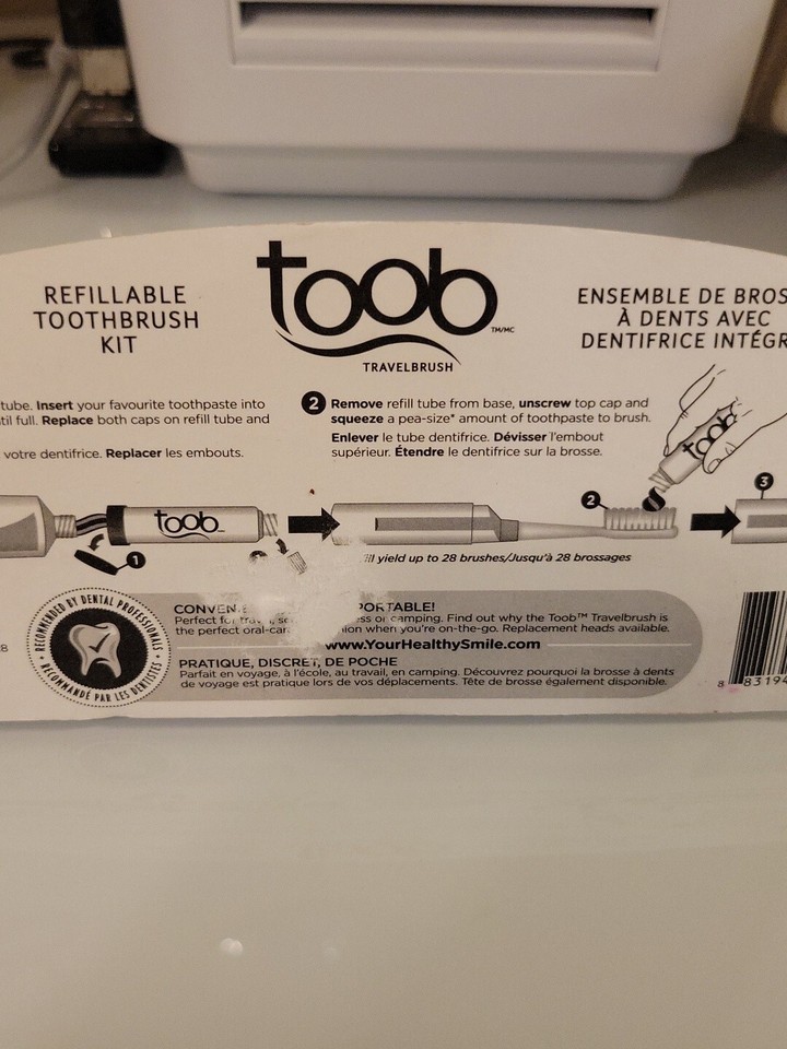 Aurelle Toob Refillable Soft Toothbrush Kit Blue Travel Sealed Package ...