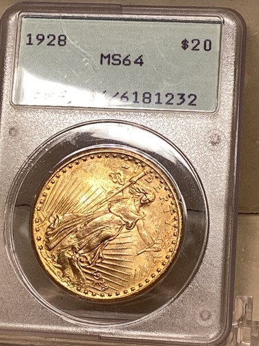 1928 $20 Gold Saint Gaudens Double Eagle PCGS MS64 Rattler Holder | eBay