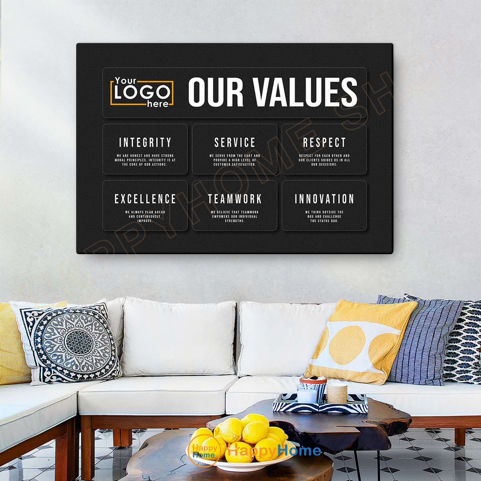Personalized Company Our Values Wall Art Core Values Business Office ...