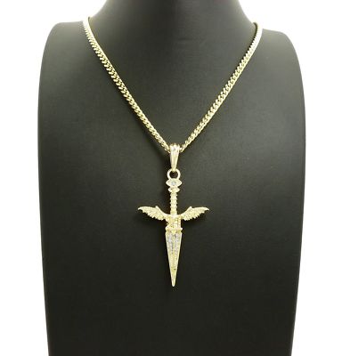 NEW GOLD 21 SAVAGE SORD PENDANT 24" CUBAN , BOX ,ROPE CHAIN NECKLACE | eBay
