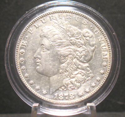 1878 U.S. Morgan Silver Dollar $1 AU Details 90% Silver 7T/F Reverse ...