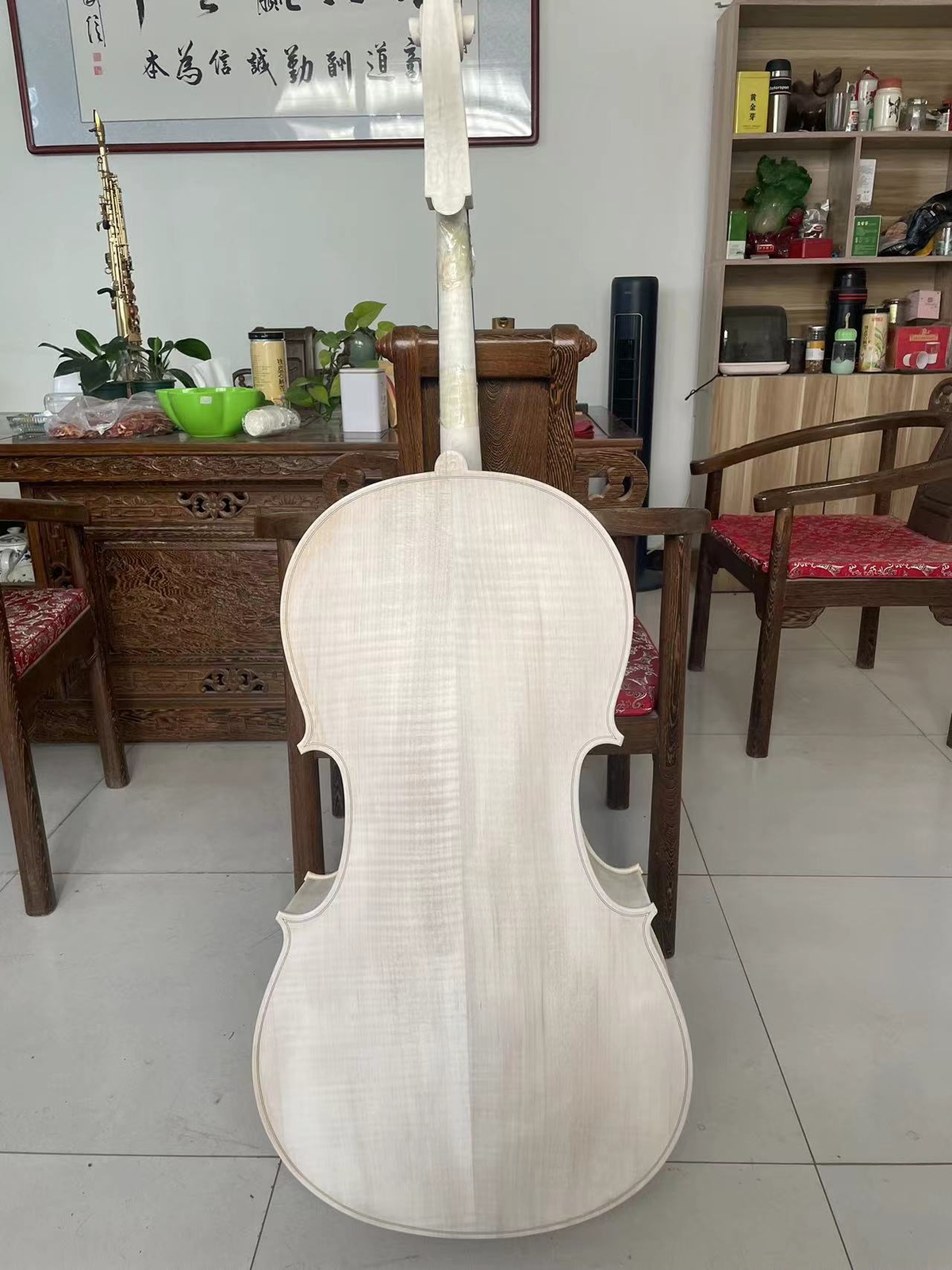 4/4 Cello Full Size Unfinished Cello Flame Maple Spruce Wood Cello Kit ...