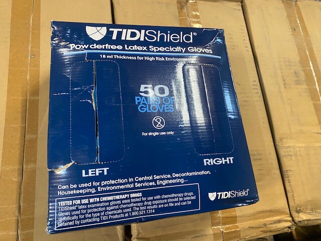 50 Pair TIDI Exam Gloves Latex Powder Free Large 12"L Beaded Cuff 18 ...
