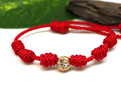 "CUBIC" Bracelet in Zamak Gold Color in Red Thread 7 Knots Kabbalah | eBay
