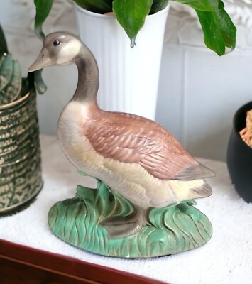 Vtg Hand Painted Chalkware Plaster 8.75" Canadian Goose Figurine Statue ...