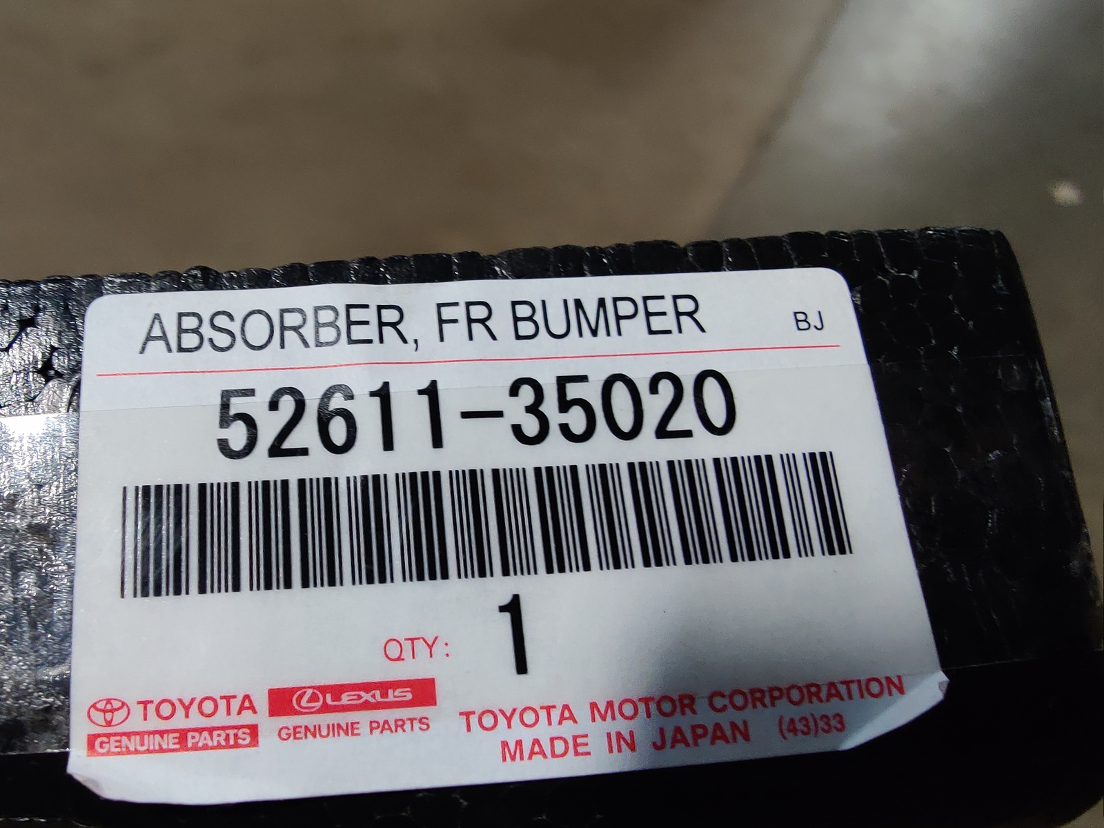 Genuine OEM Toyota 52611-35020 Front Bumper Energy Absorber 2006-09 ...