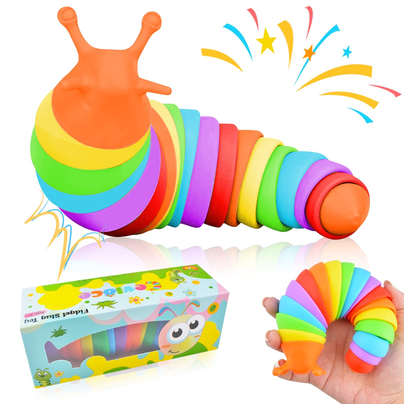 Cevioce Fidget Slug Toy, Sensory Toy for Kids & Adults, 1 Rainbow | eBay