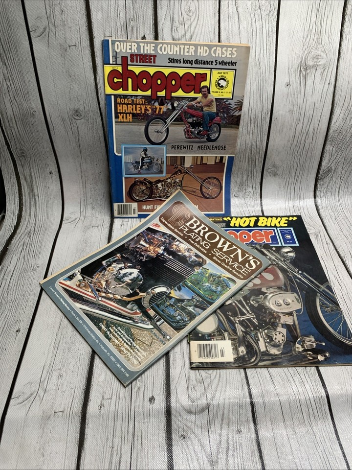 Street Chopper Magazine Lot Of 3 Different Harleys 77 | eBay