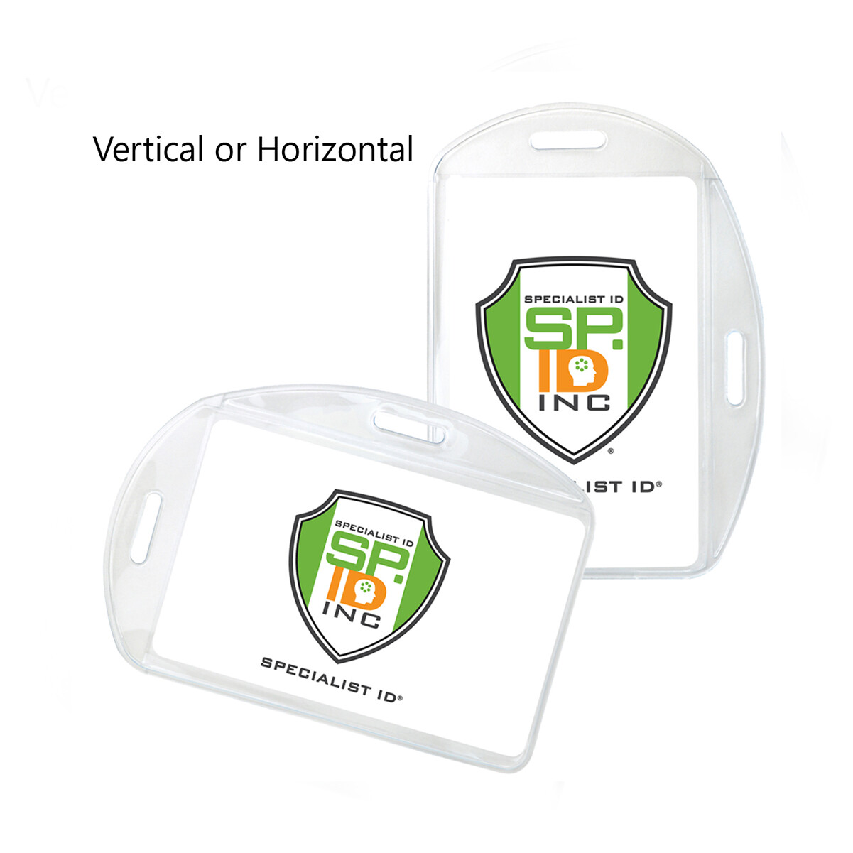10 Vertical / Horizontal Badge Holders - Clear Flexible Vinyl ID Card ...