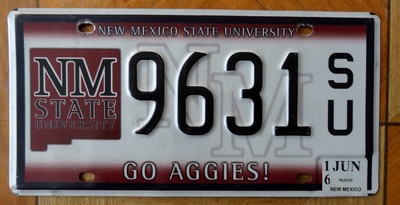 Nummernschild USA Kennzeichen NEW MEXICO State University 9631 SU Go ...