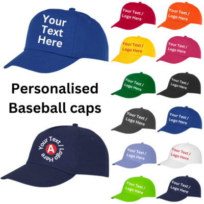 Personalised Baseball Cap Custom Text Logo Printed Hat Unisex Mens ...