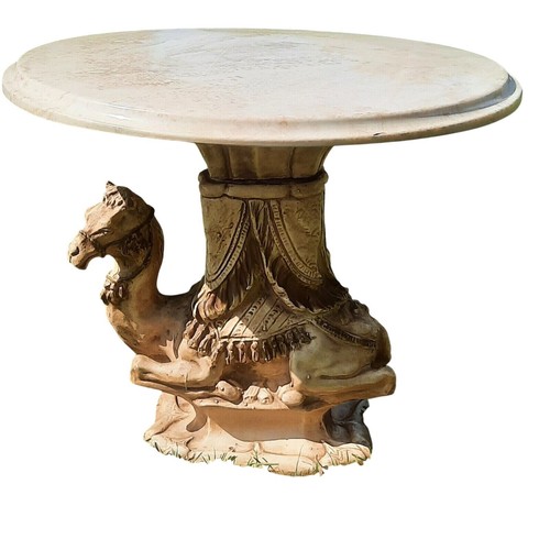 Vtg 18.5" T Marble ? Top Plant Stand Side End Table Soapstone Camel ...