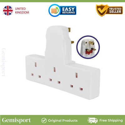 3 Way Multi Plug Socket Adaptor 240V Multi 3 Pin Converter 13Amp UK ...
