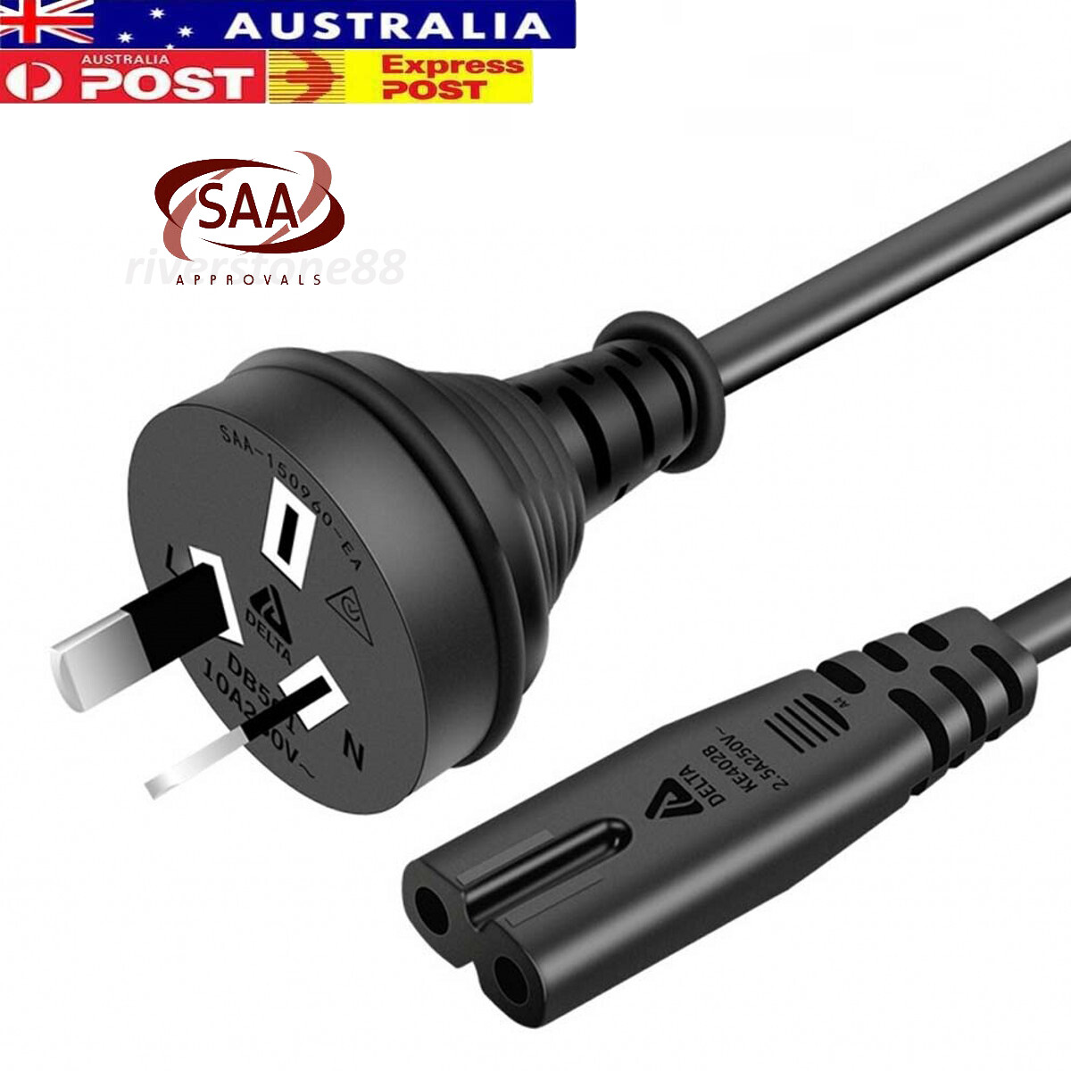 Mains Power Lead Cord Cable 2 Pin Figure 8 Plug 240V 10A Flat Head 1.5M ...