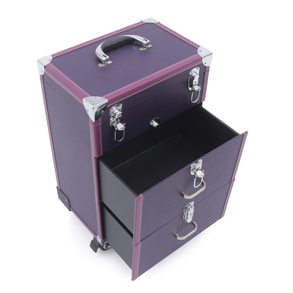 Women Pro Trolley Cosmetic Case Tattoo Nail Makeup Tool box Rolling Luggage Case | eBay