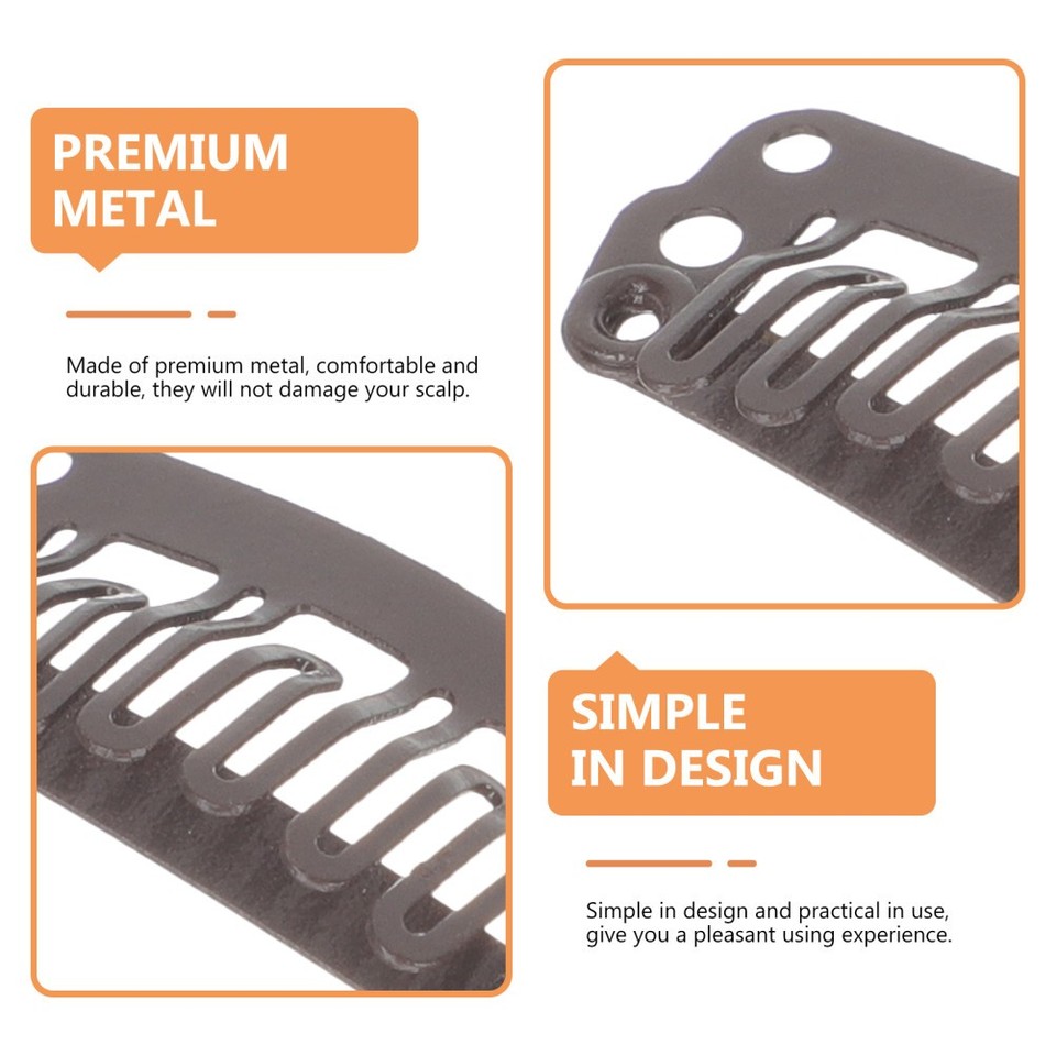 Brown Metal U Shape Snap Clips 2.3 cm for Hair Extension Wig Clips ...