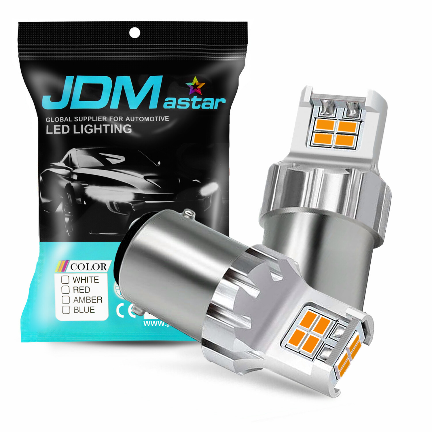 JDM Astar 2x 1156 3000k Amber LED Turn Signal Backup Light RV Bulbs ...