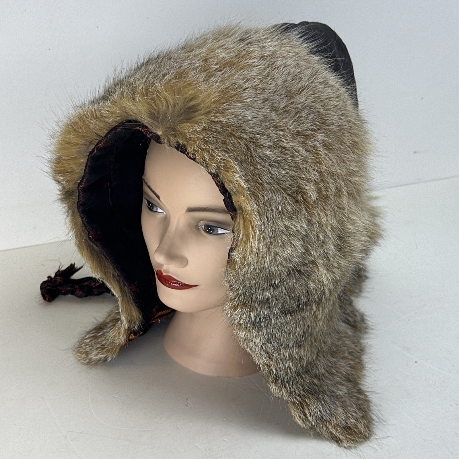 Vintage Real Natural Fur Trapper Hat Hood Rabbit Racc… - Gem