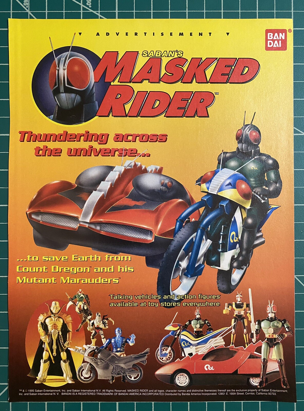 Vintage Saban’s Masked Rider 1995 Advertisement Bandai Super Gold ...