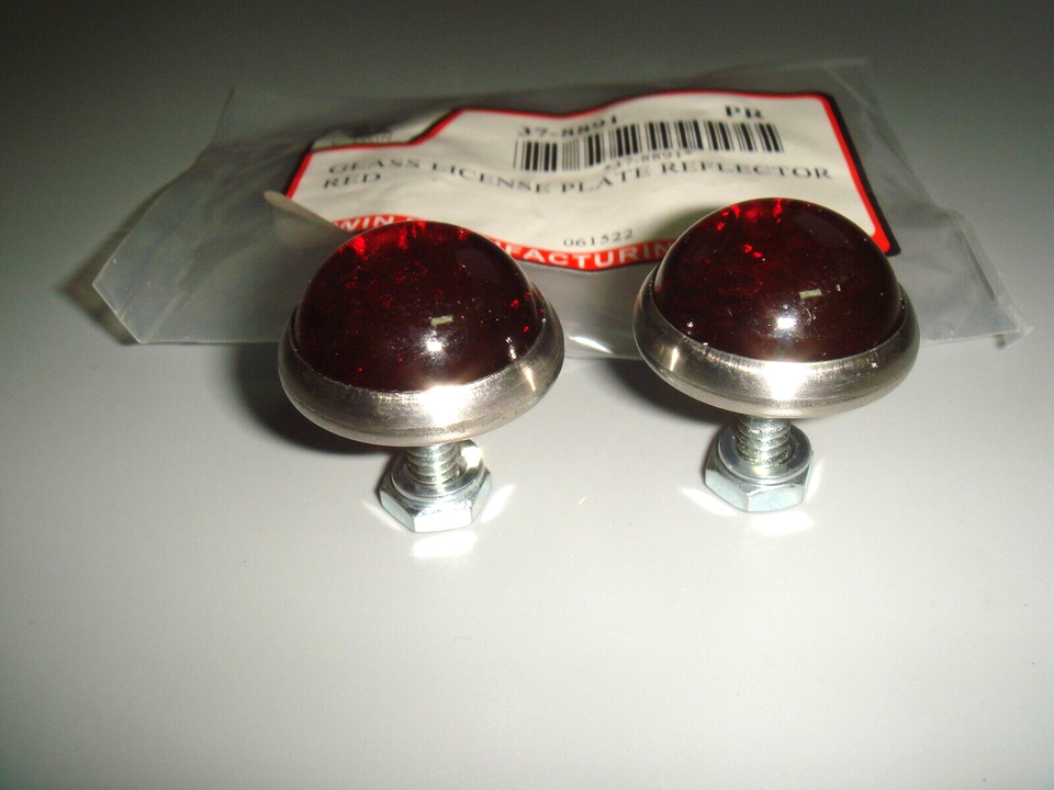 License Plate Reflectors Red Glass FXR Harley Indian Honda BMW V-Twin ...