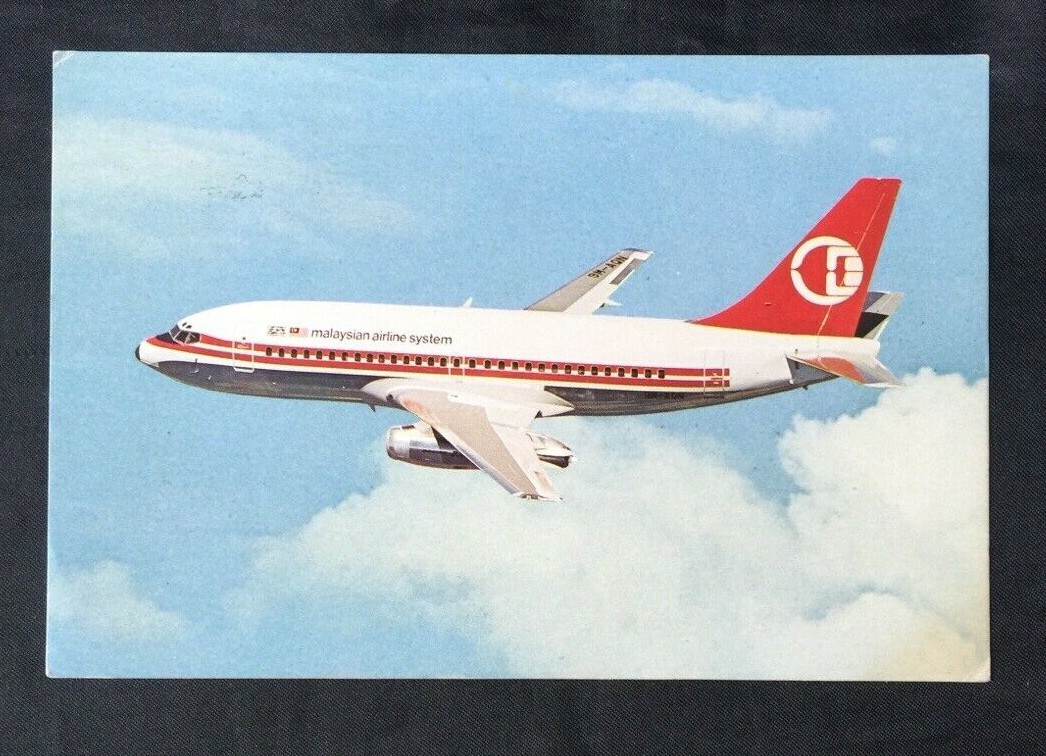 1980's MAS Malaysian Airlines System airlines postcard - Boeing 737-200 ...