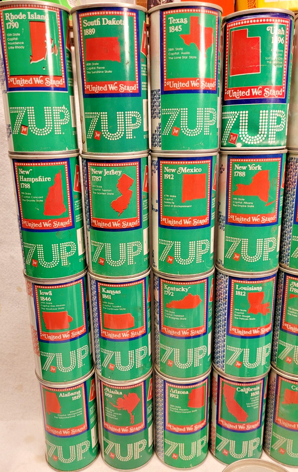 Vintage 1976 7 Up Bicentennial "United We Stand" - 36 State Cans, 3 ...