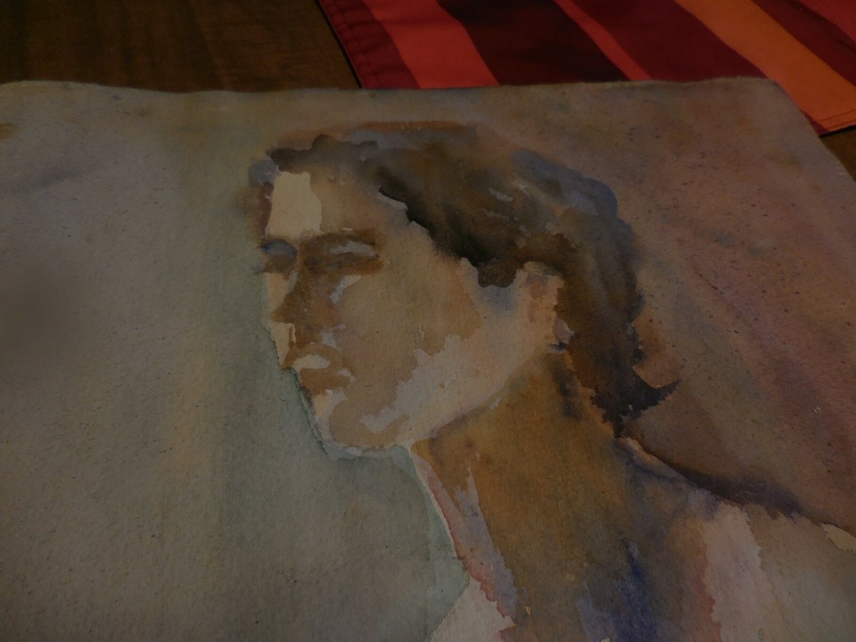 Vintage Abstract Watercolor painting of Woman Signed Gloria Redfield ...