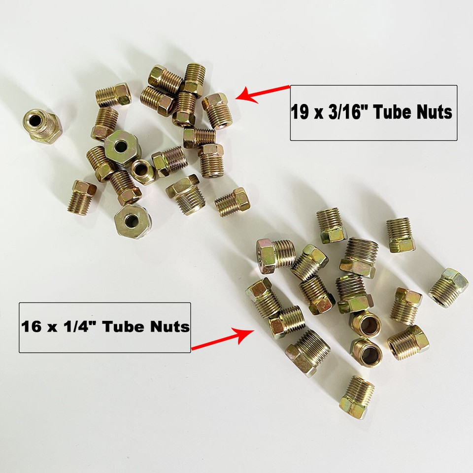 35pcs Brake Line Fitting Nuts Kit For Inverted Flares On 3/16 And 1/4 ...