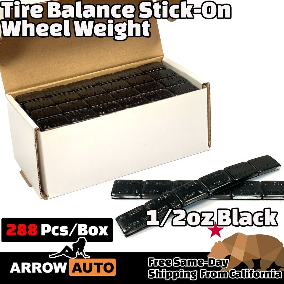[1-BOX] 1/2oz Black Wheel Weight Stick-On 180pcs Adhesive Tape Tire ...