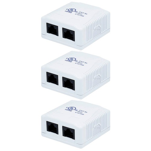 3 Pcs Dual Port Cat5e RJ45 Network LAN Ethernet Wall Surface Mount ...