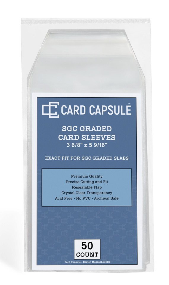 Card Capsule 50 Count Exact Fit for SGC Graded Slabs Resealable Sleeves ...