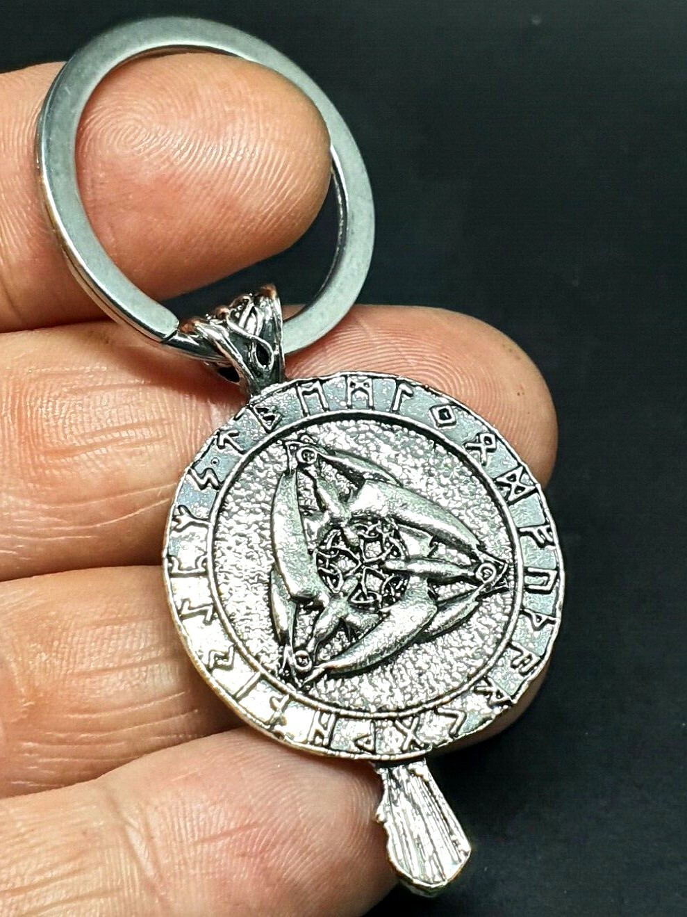 Raven Crow Keyring Odin All Father Protection Rune Double Sided Gift ...