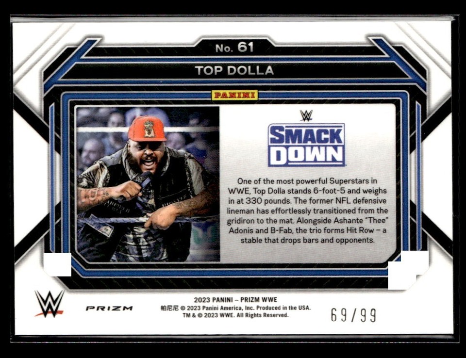 Top Dolla 2023 Panini Prizm WWE Undercard RED Disco /99 #61 RC | eBay