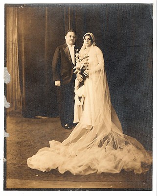 Vintage 8x10 Photo Beautiful Bride Groom Wedding Portrait Antique Aug17 ...