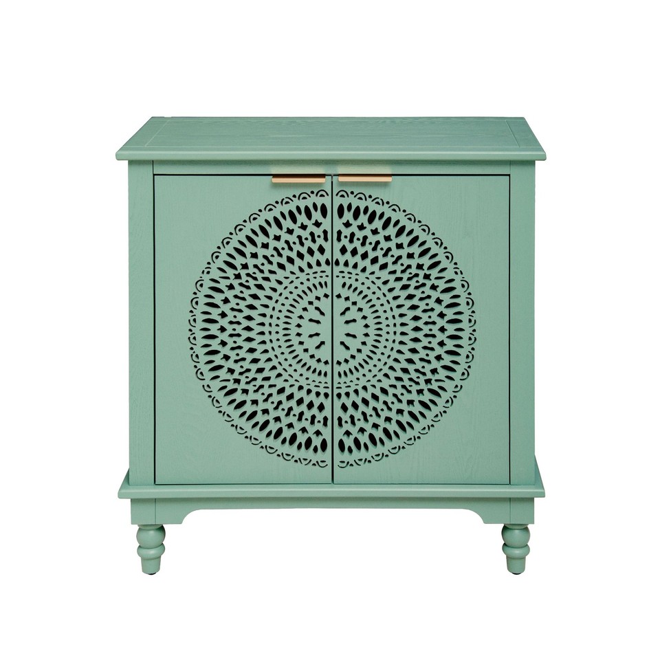 American style Hollow-Carved 2 Door Accent Cabinet Sideboard Buffet ...