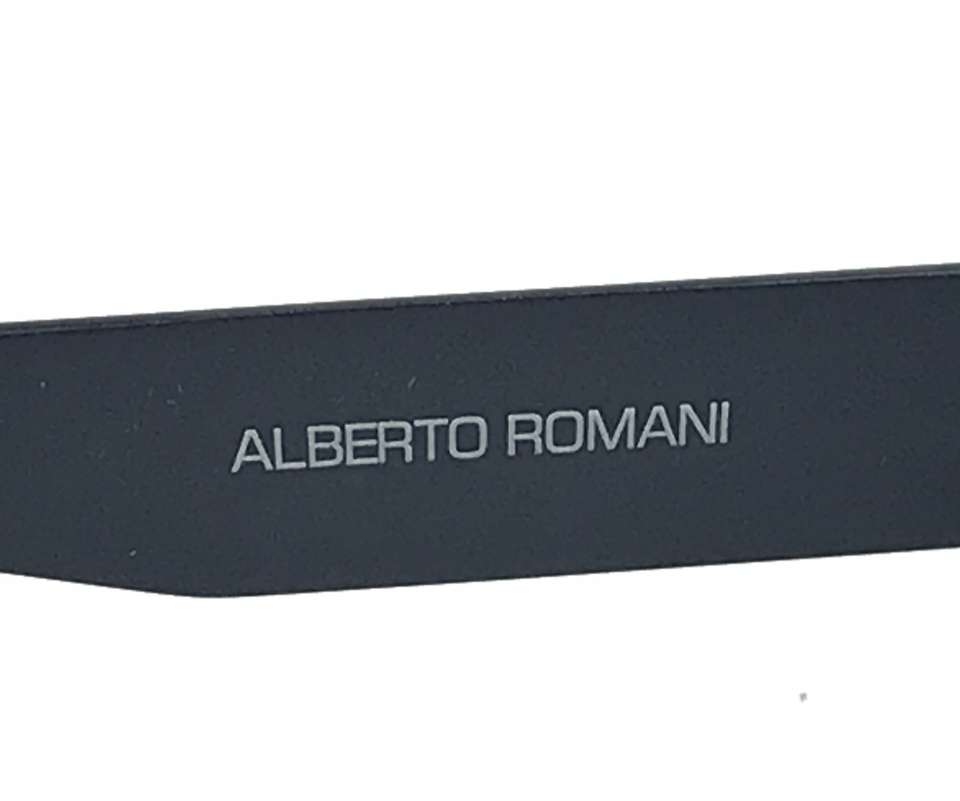 Alberto Romani Eyeglasses Frame AR1009 BK Black Gray Faux Carbon Fiber ...