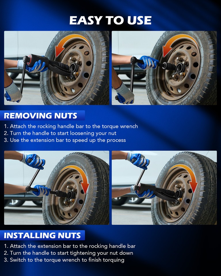 Heavy Duty Torque Multiplier Set 1" Drive Lug Nut Wrench w 8 Sockets 21 ...