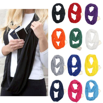 Infinity Scarf With Zipper Pocket Women Convertible Soft Loop Ring Neck ...