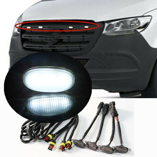 4*Front Grille White LED Light Raptor Style DRL For Benz Sprinter 2500 ...