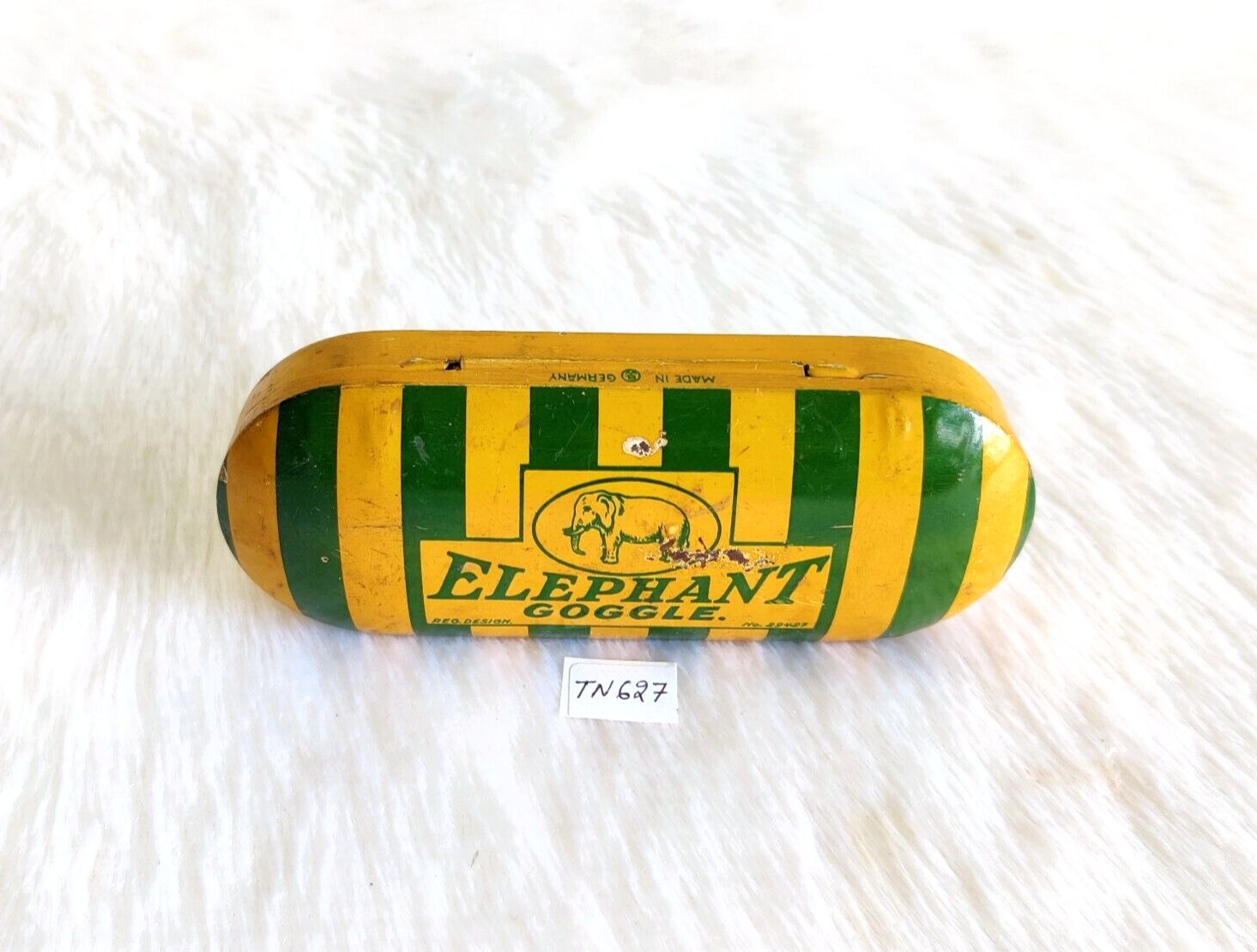 1930s Vintage Elephant Goggles Advertising Tin Safety Case Optical Rare ...