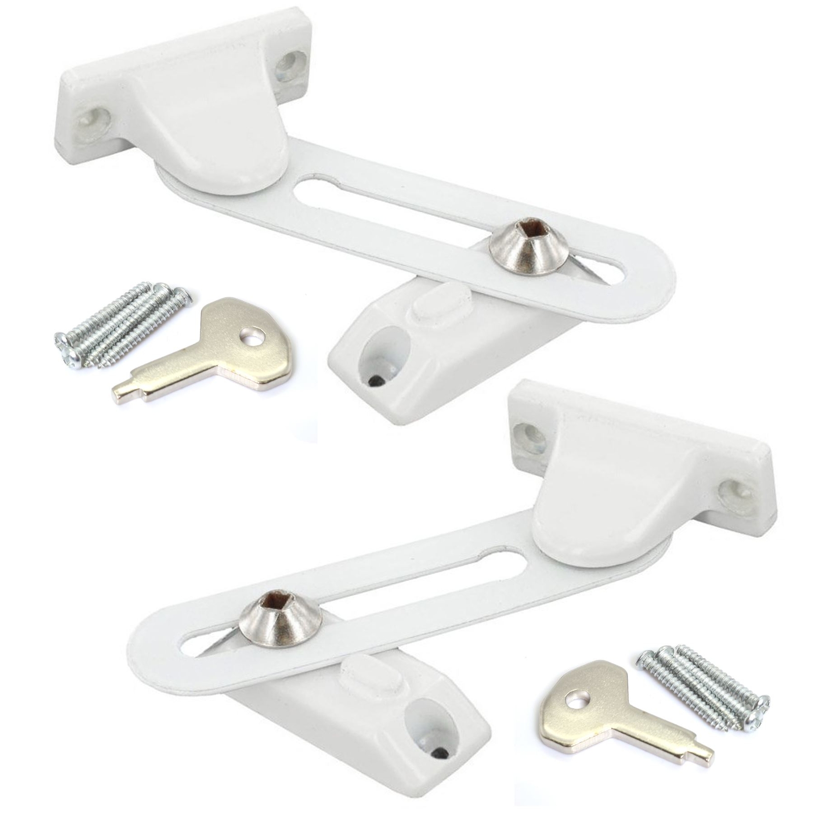 LOCKABLE WINDOW RESTRICTOR 2x Child Safety UPVC Timber Wood Frame Latch ...