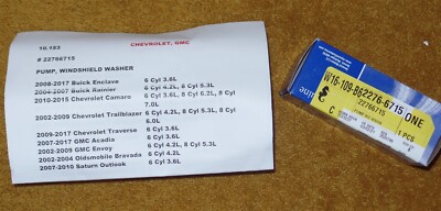 2007-2017 Buick/Chev/GMC/Olds/Saturn Windshield Washer Pump NEW ...