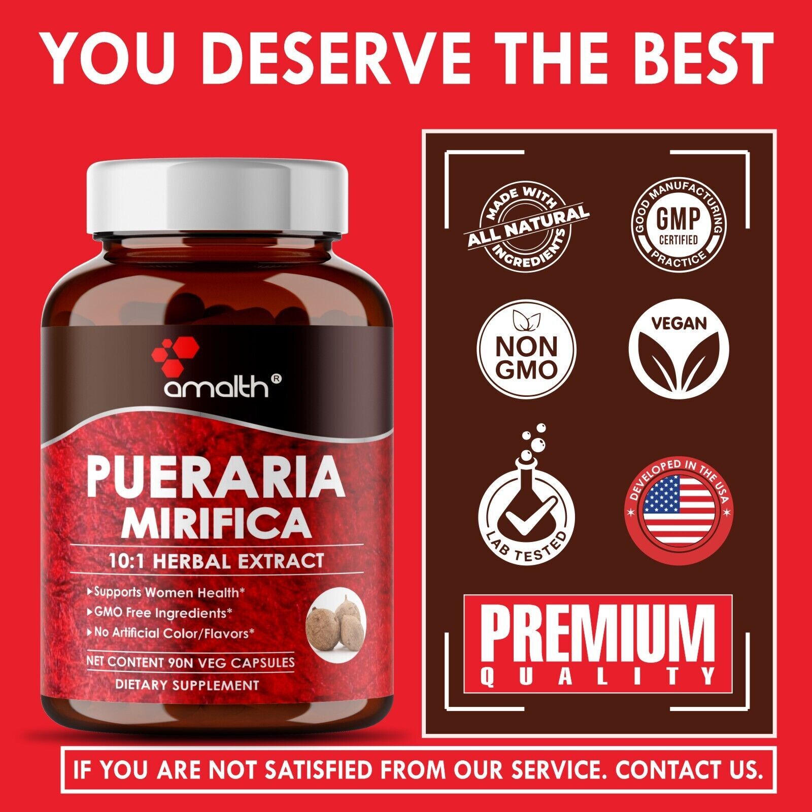 Extrait de Pueraria Mirifica 10 000 mg 90 gélules pour augmentation ...