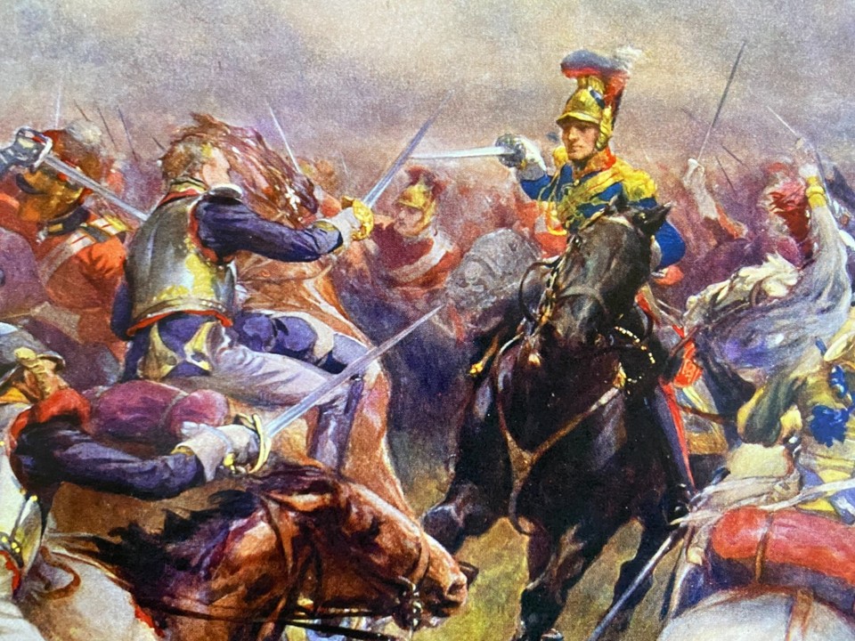 Battle of Waterloo military art print Charge of the Heavy Brigade ...